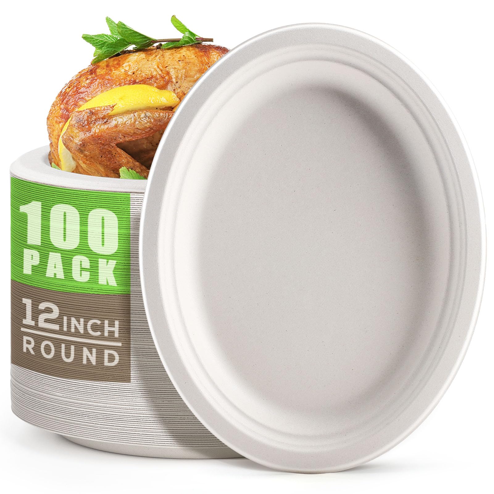 Snapklik.com : Gezond 100% Compostable Oval Paper Plates 12 Inch 100 ...