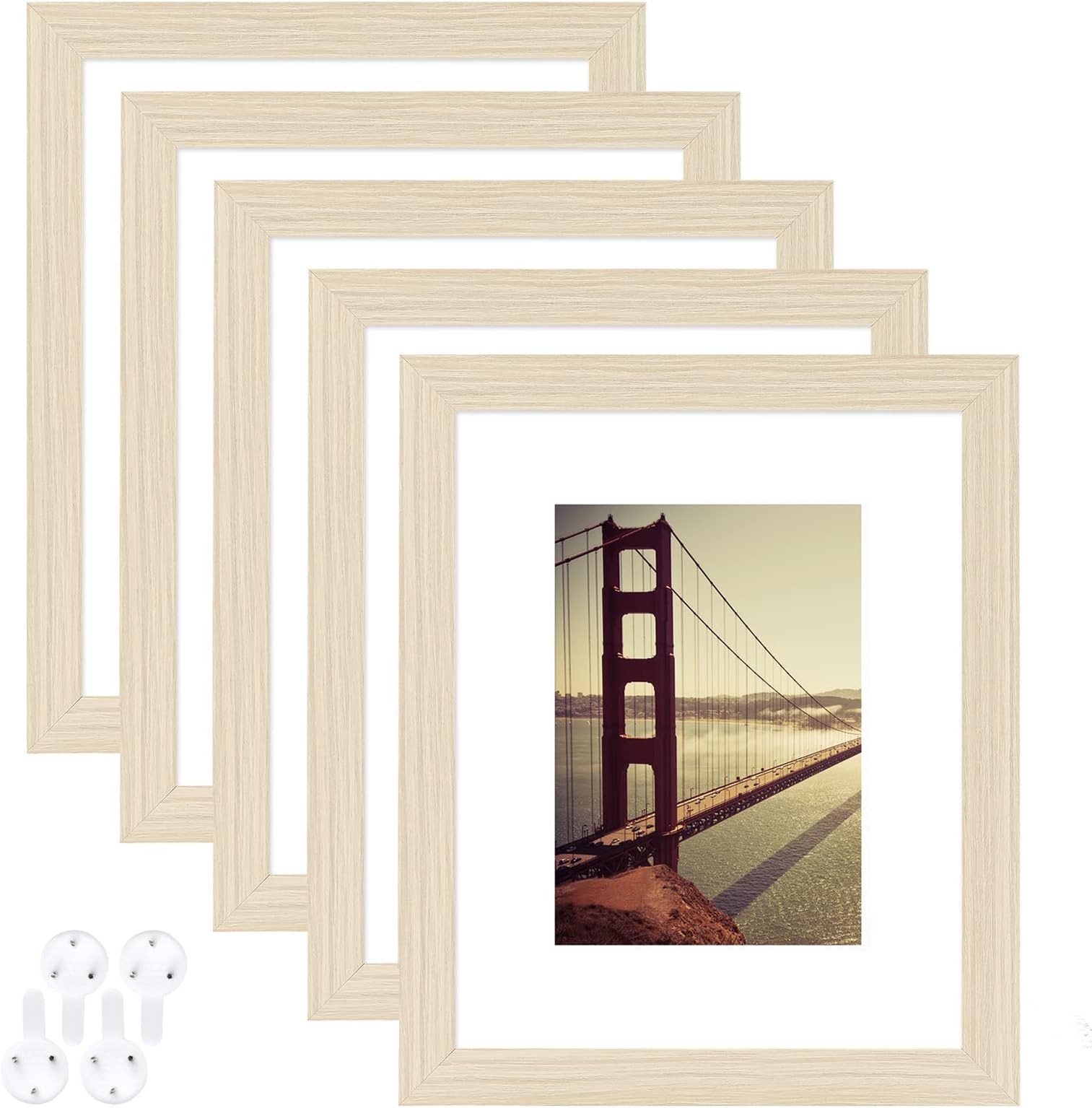 Amazon.com: BAIJIALI 8x10 Picture Frame Wood Pattern Set of 5 with ...