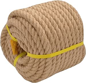 Natural Jute Rope Thick Hemp Rope (3/4 Inch x 50 Ft) Twisted Manila ...