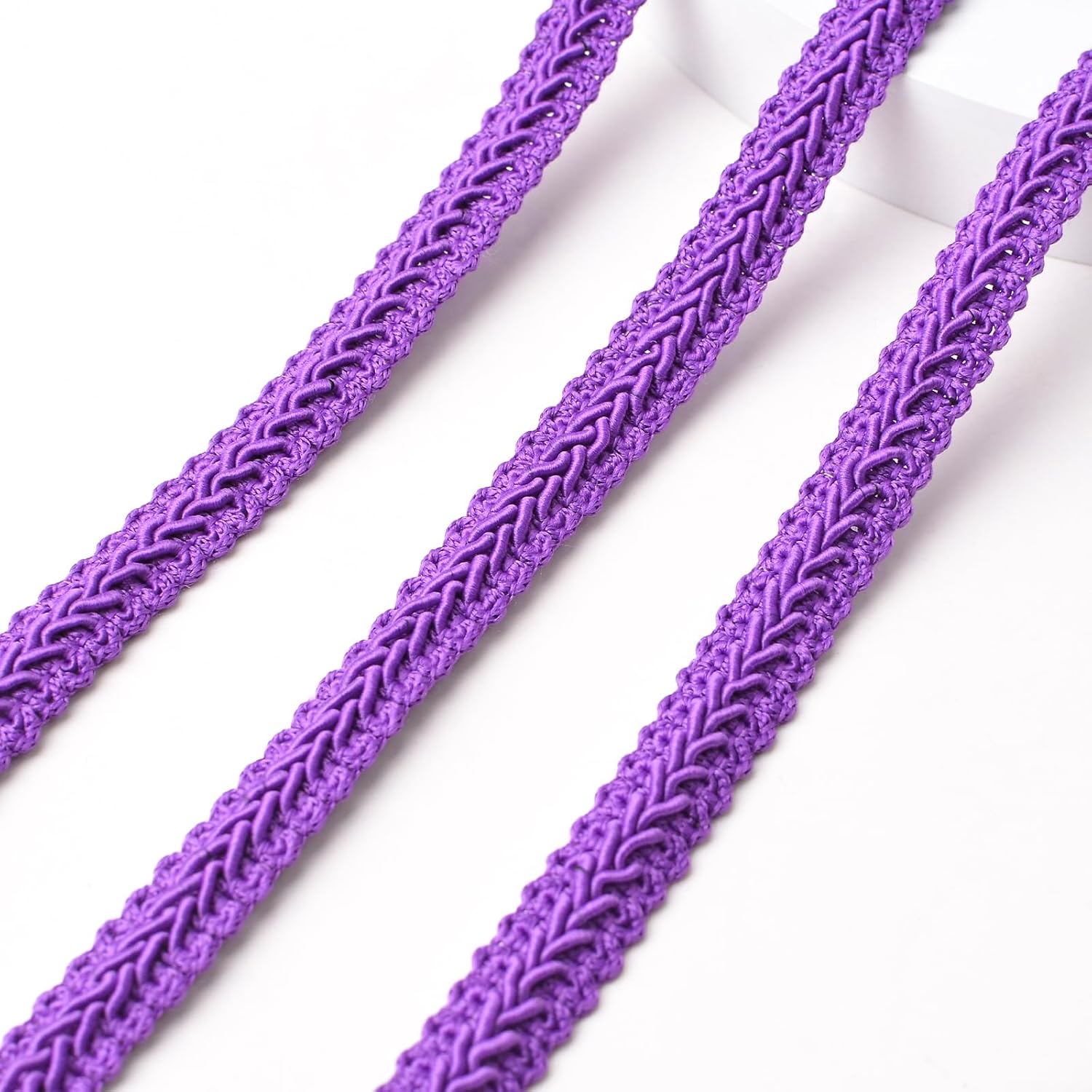 URROMA Purple Herringbone Knitted Lace, 25 Meters Cotton Lace Trim ...