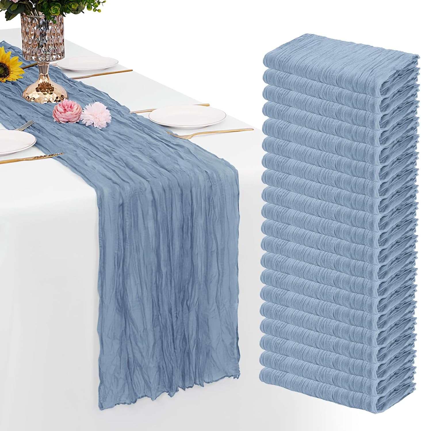 Amazon.com: 20 Pack Dusty Blue Cheesecloth Table Runner Gauze Rustic ...