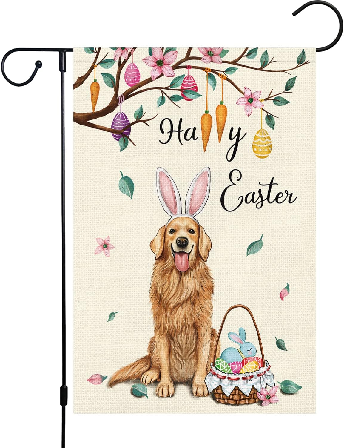 Amazon.com : Happy Easter Garden Flag 12x18 Double Sided Burlap, Small ...