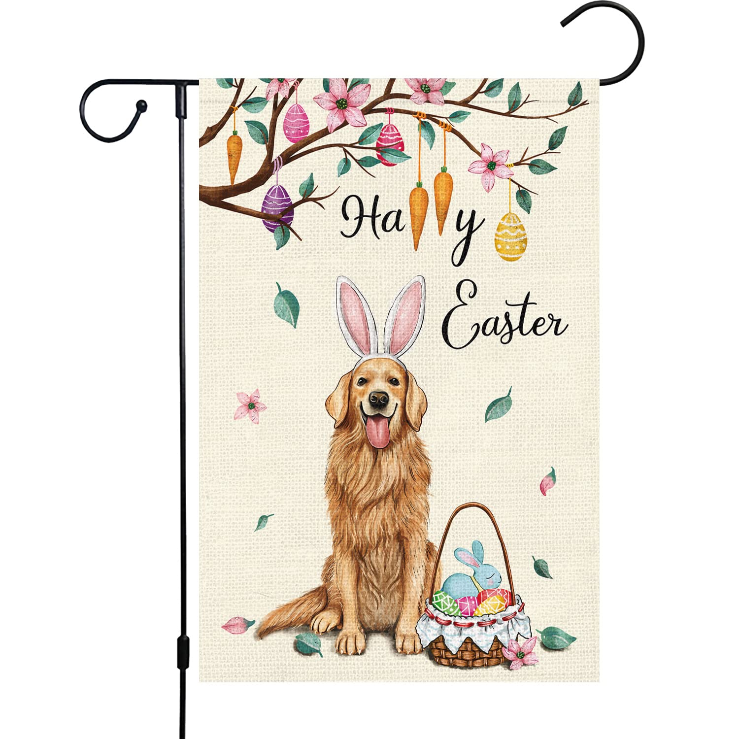 Amazon.com : Happy Easter Garden Flag 12x18 Double Sided Burlap, Small ...