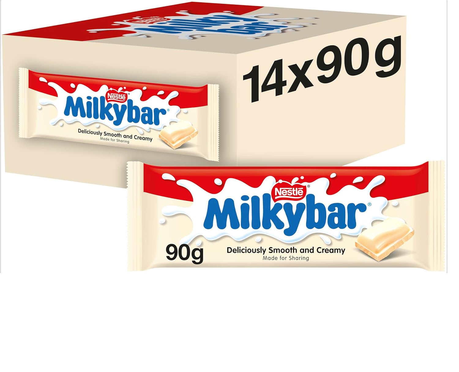 Milkybar White Chocolate Sharing Bars, 14 x 90 g : Amazon.co.uk: Grocery