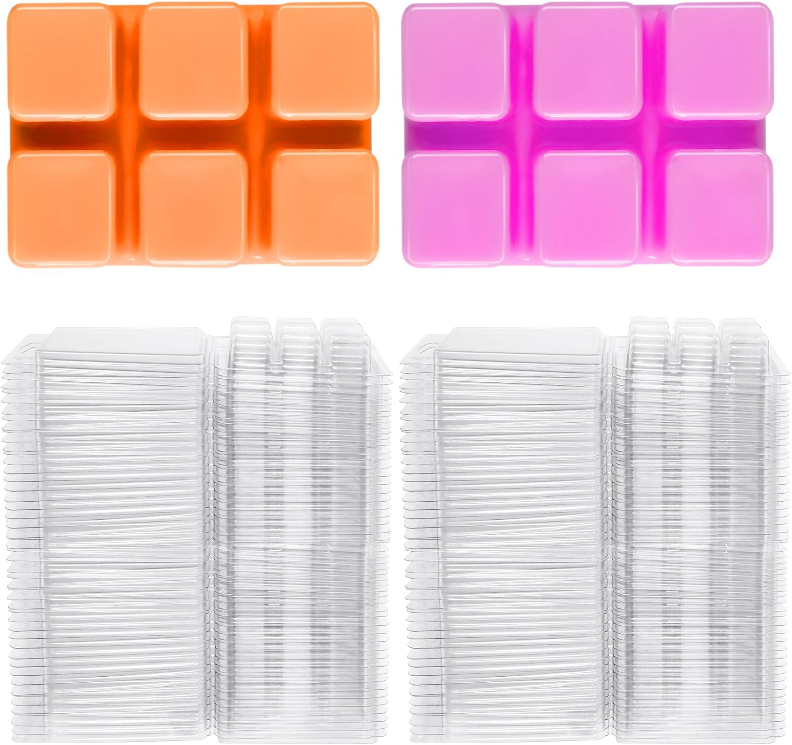 Amazon.com: Wax Melt Molds 100 Packs Wax Melt Clamshells 6 Cavity Cubes ...