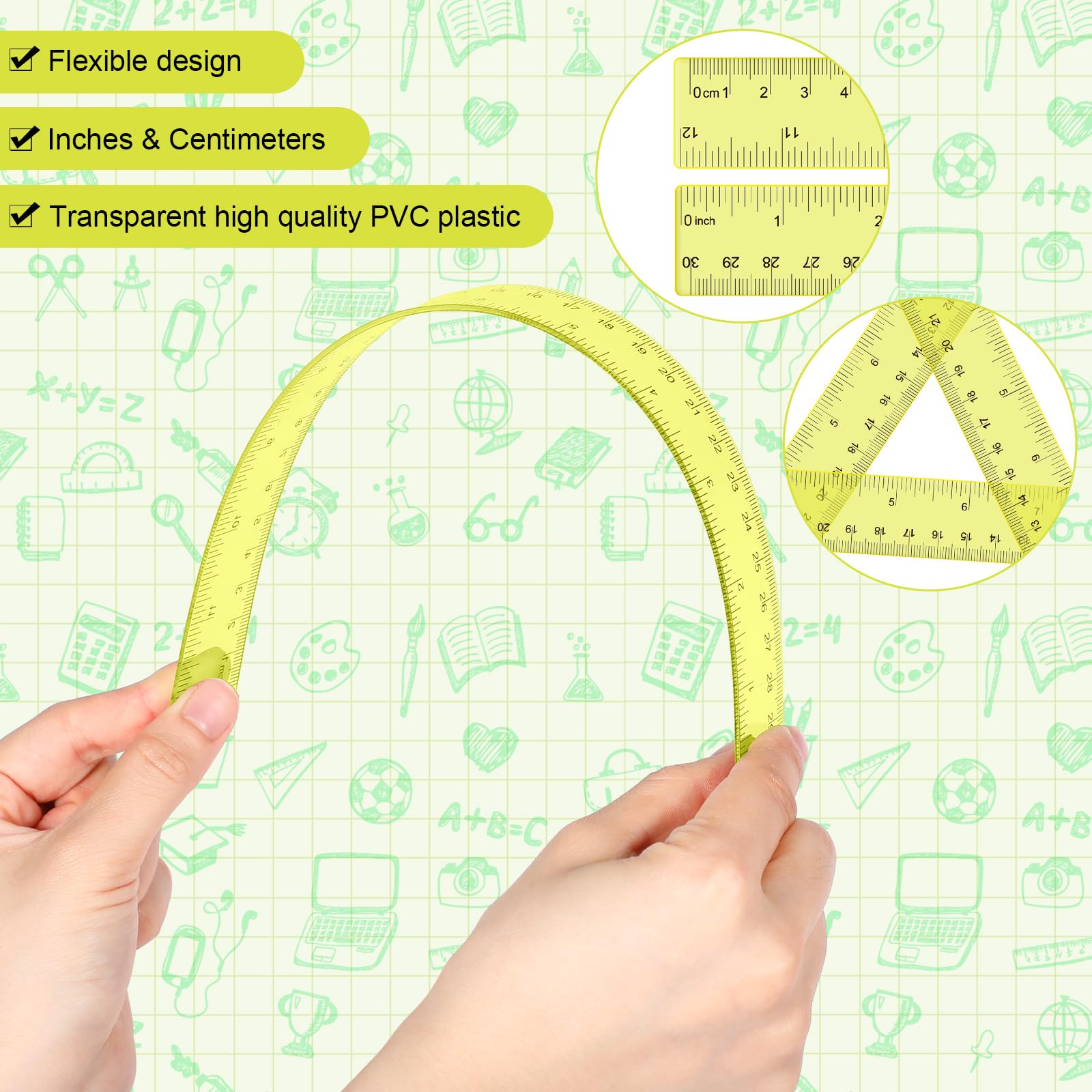 Snapklik.com : Zonon 2 Pack 12 Plastic Ruler And 6 Plastic Protractor ...