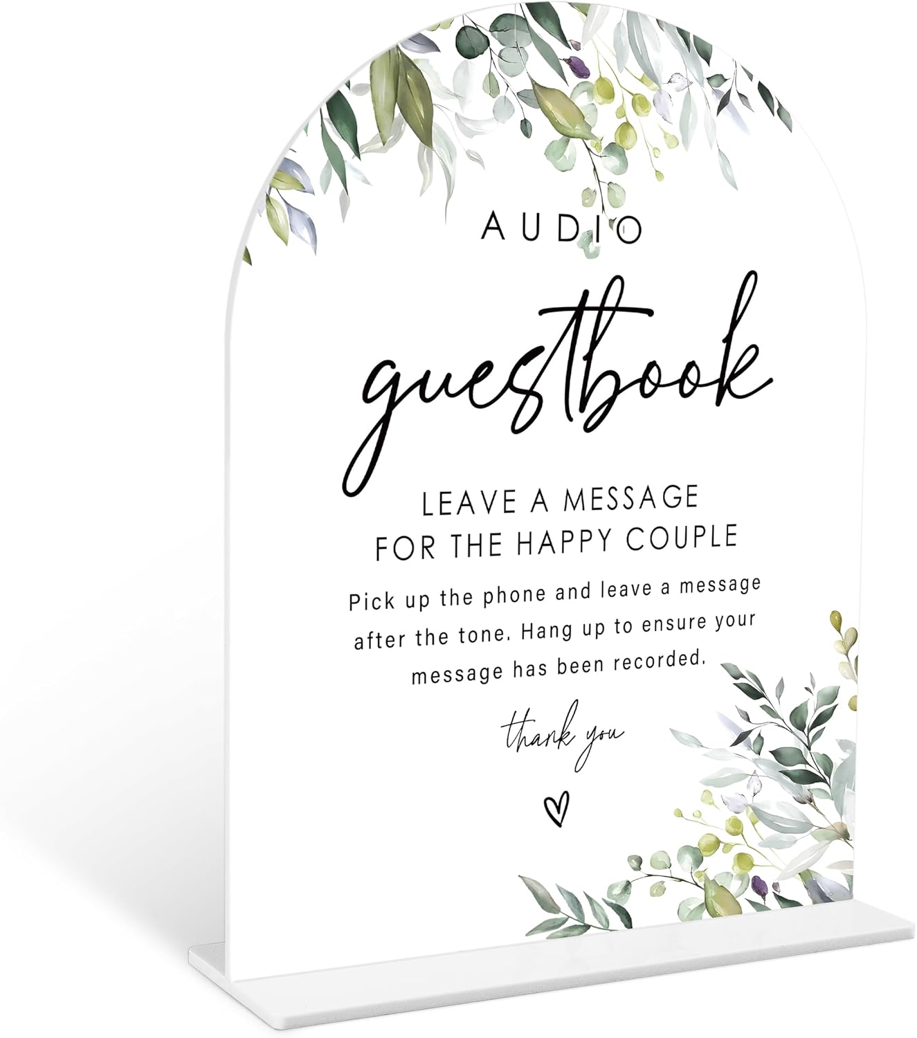 Amazon.com: Greenery Audio Guest Book Sign, 6 x 8 Inch White Arch ...