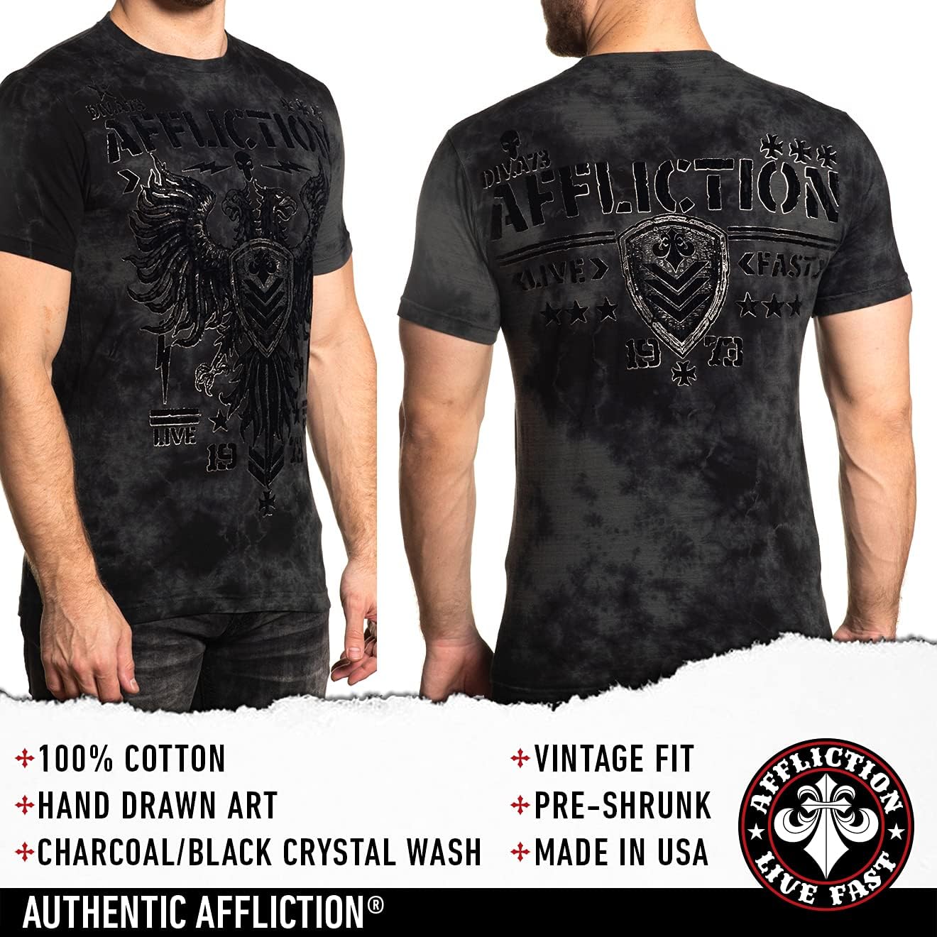 Affliction Core Division T-Shirt Dark Grey - Grey - 0-3 Months : Amazon ...
