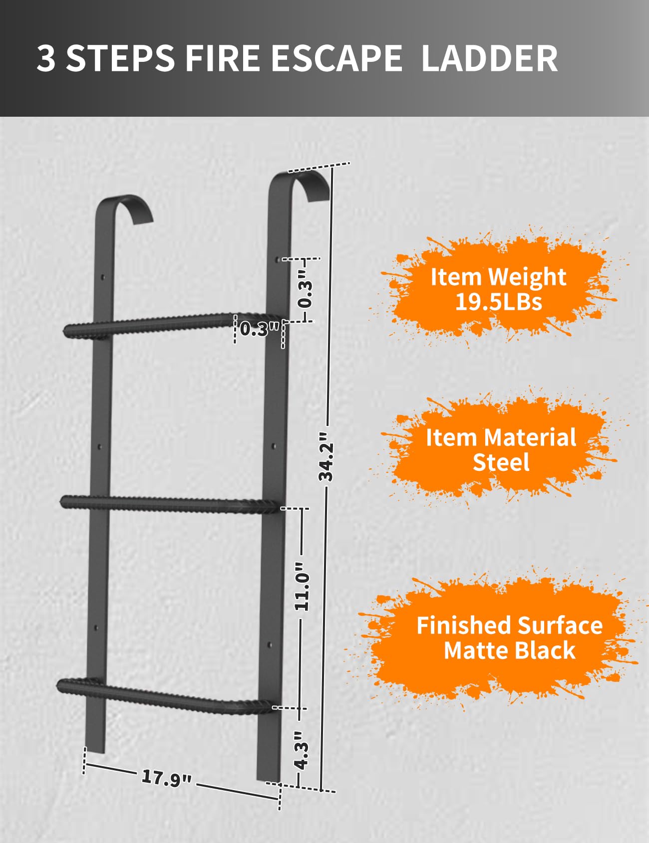 Snapklik.com : 3-Rung Window Well Ladder, Heavy Duty Steel Basement ...