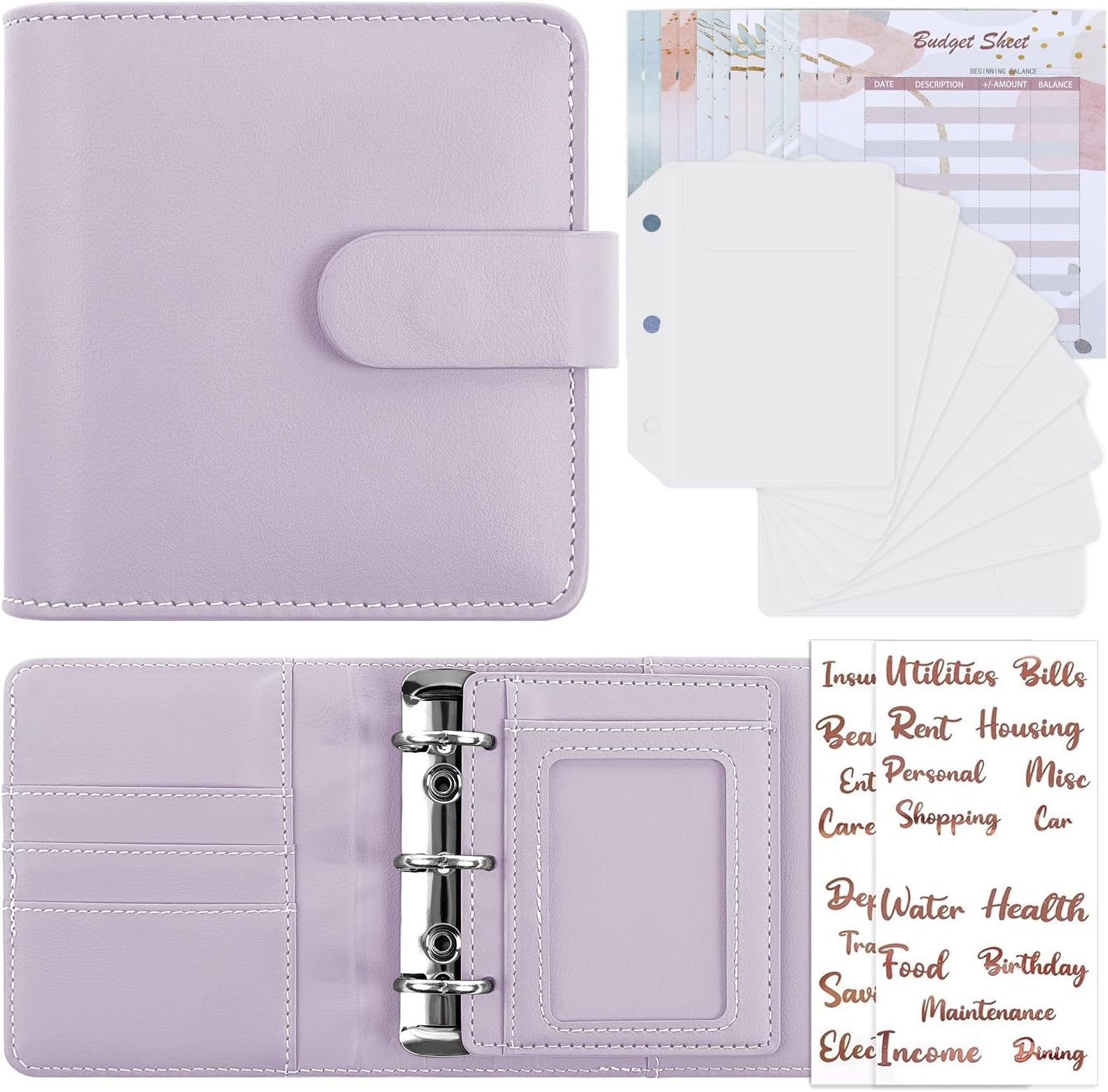 Amazon.com : Mini Budget Binder with Cash Envelopes Set Black 3-Ring ...