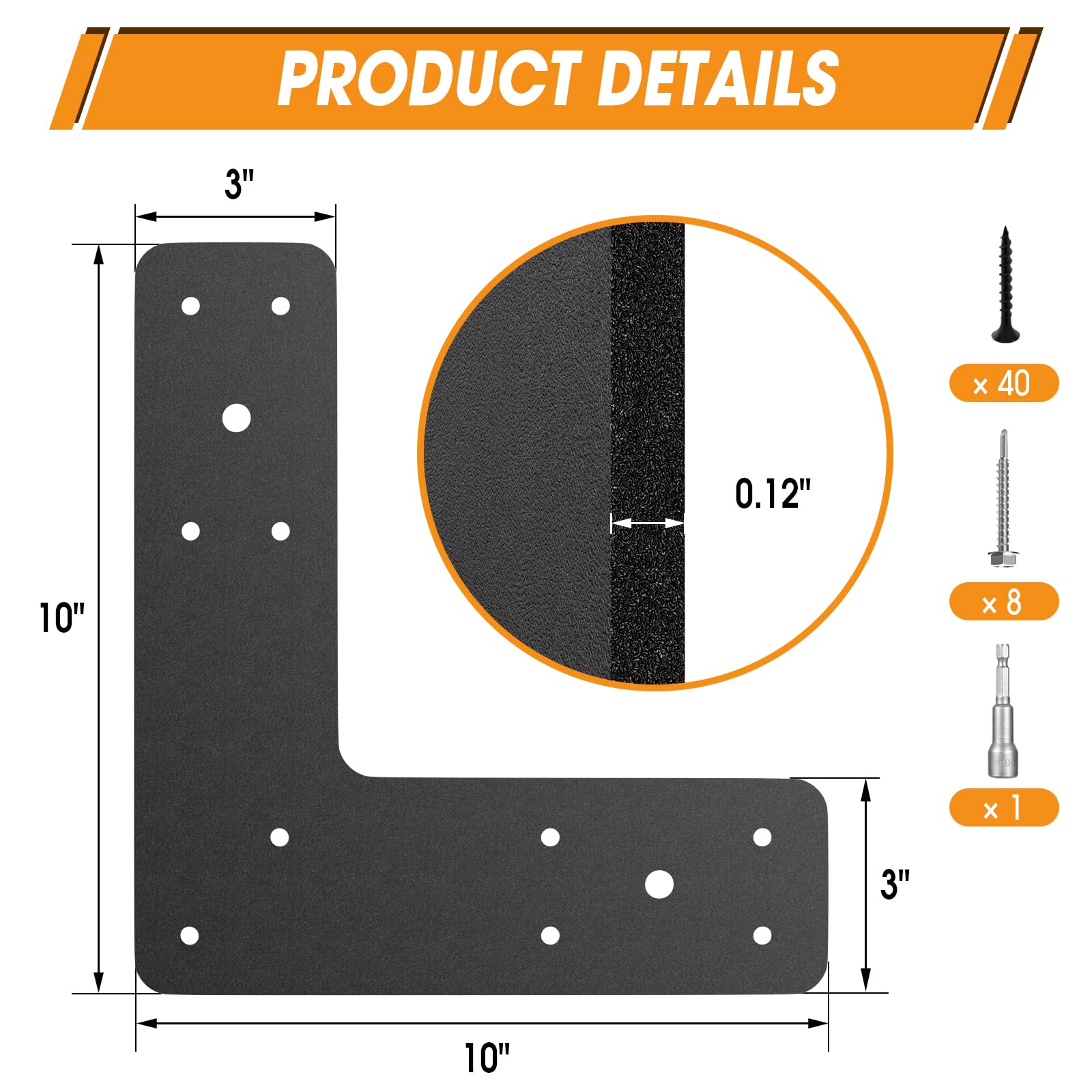 Snapklik.com : 4 Pcs L Post Timber Brackets, 12x12 Inch Heavy Duty L ...