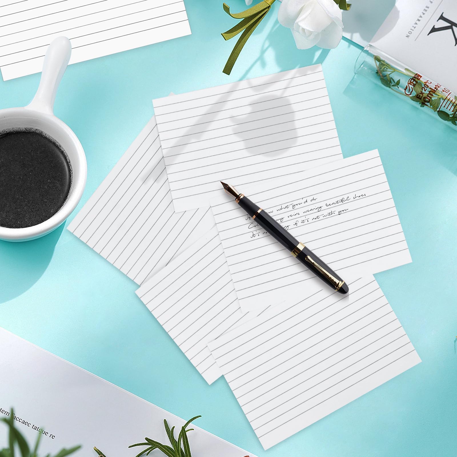 Snapklik.com : 160 PCS Ruled Index Cards 4" X 6", 180 GSM Thick Flash ...