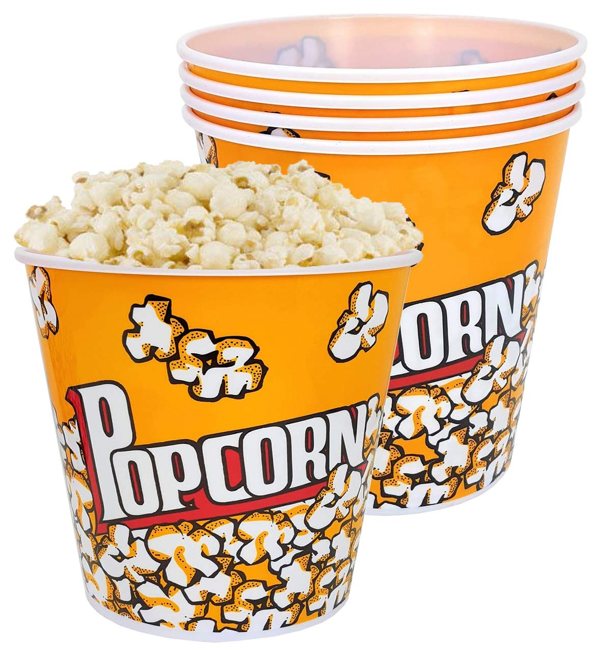 Pack of 5 Plastic Popcorn Bucket Novelty Vintage Retro Movie Night ...