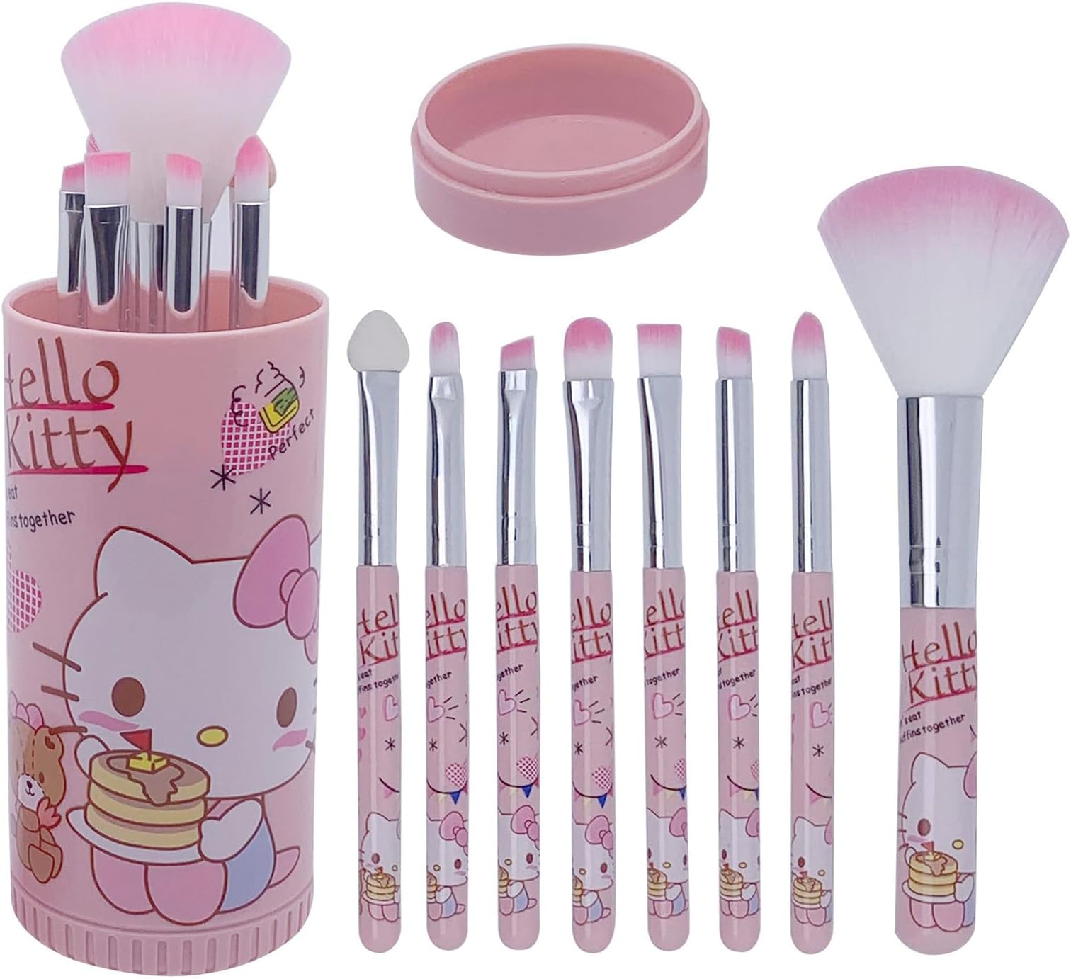 Amazon.com: Impressions Vanity Hello Kitty 6 PCs Makeup Brush Set with Clear Cloche, Super Soft ...