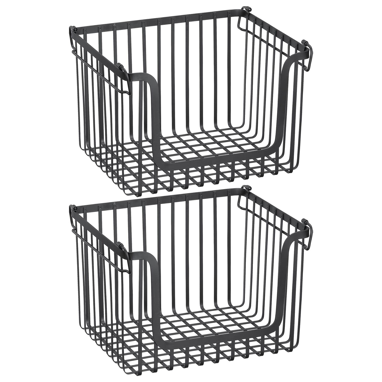 mDesign Large Stacking Wire Baskets Food Organizer Storage Metal Basket ...