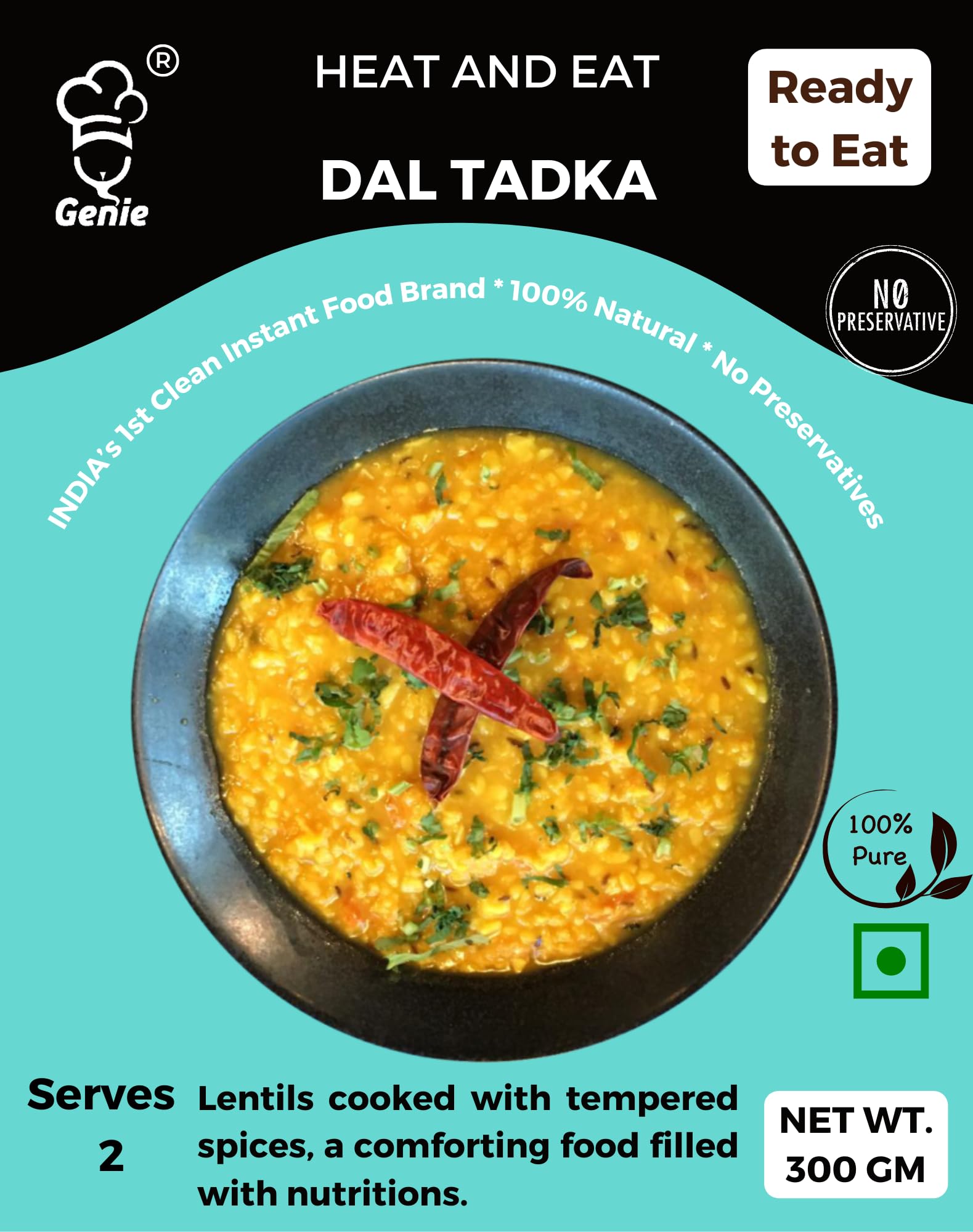 Genie food group Ready To Eat Dal Tadka 300 Gm Heat And Eat No ...