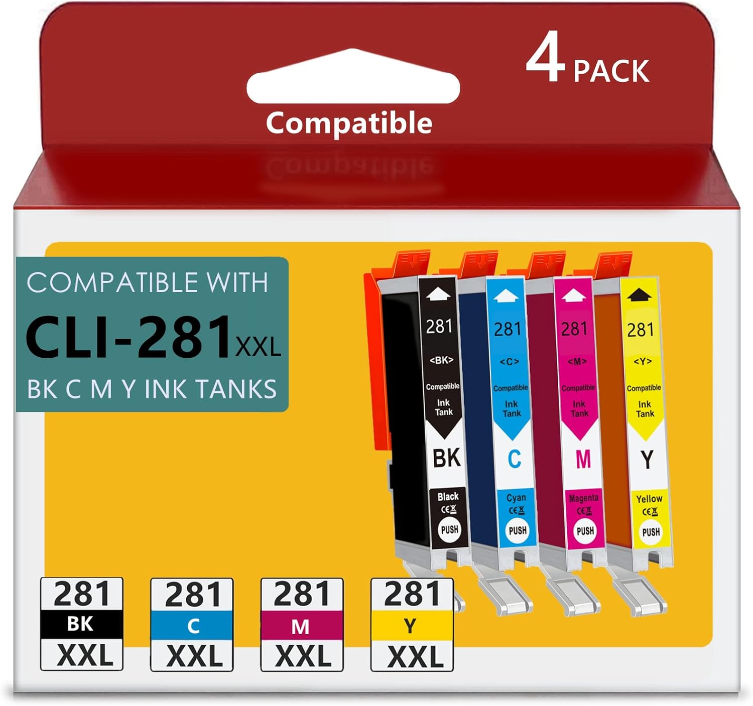 Amazon.com: CLI-281 XXL Ink Cartridge 4 Color Value Pack Replacement ...
