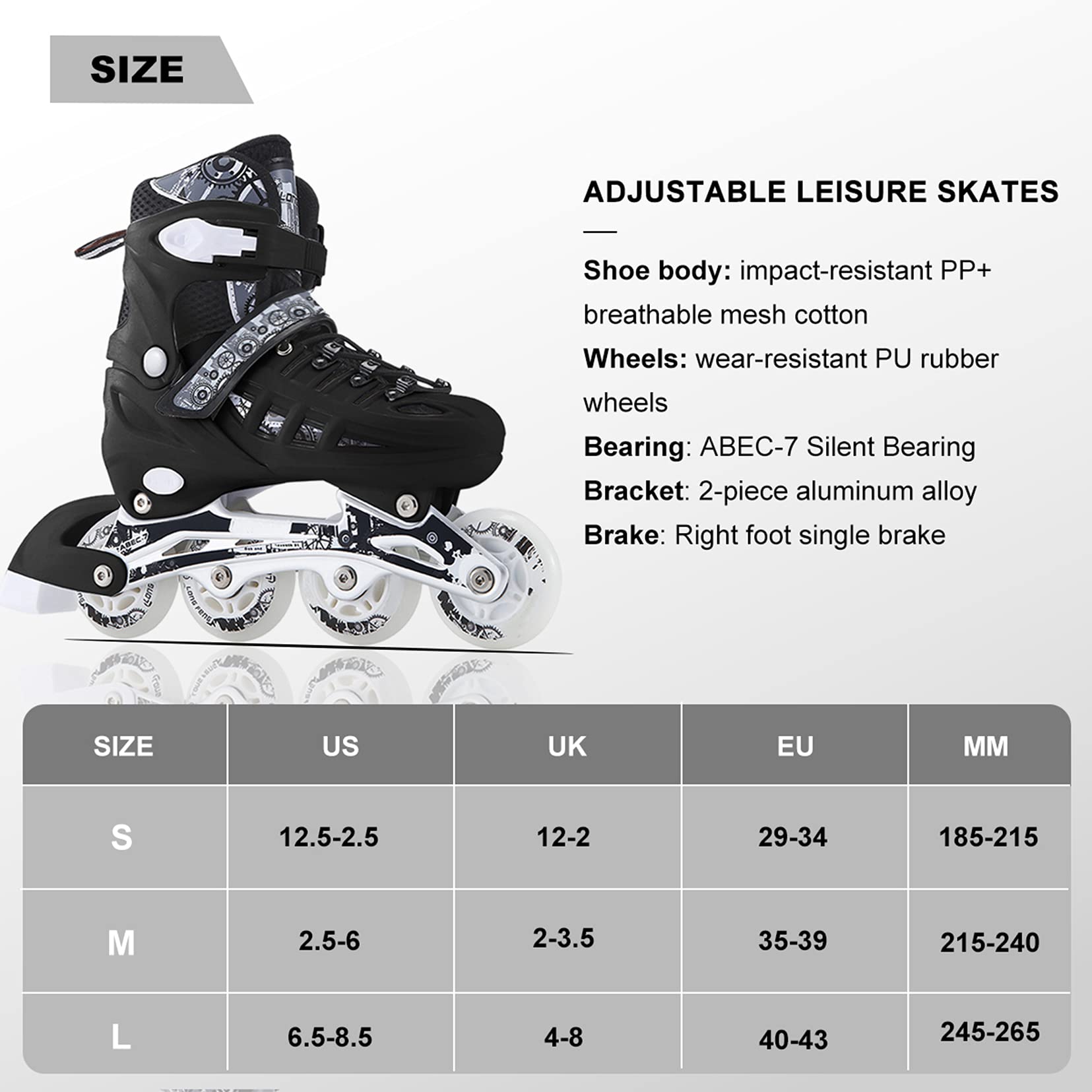 Snapklik.com : 4 Types Size Adjustable Inline Skates Kids Adults For ...