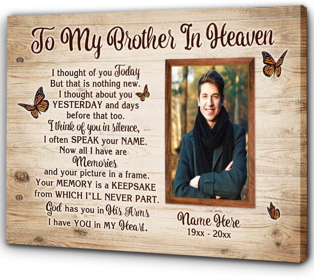 Amazon.com: Brother Memorial Canvas Gift| To My Brother In Heaven ...