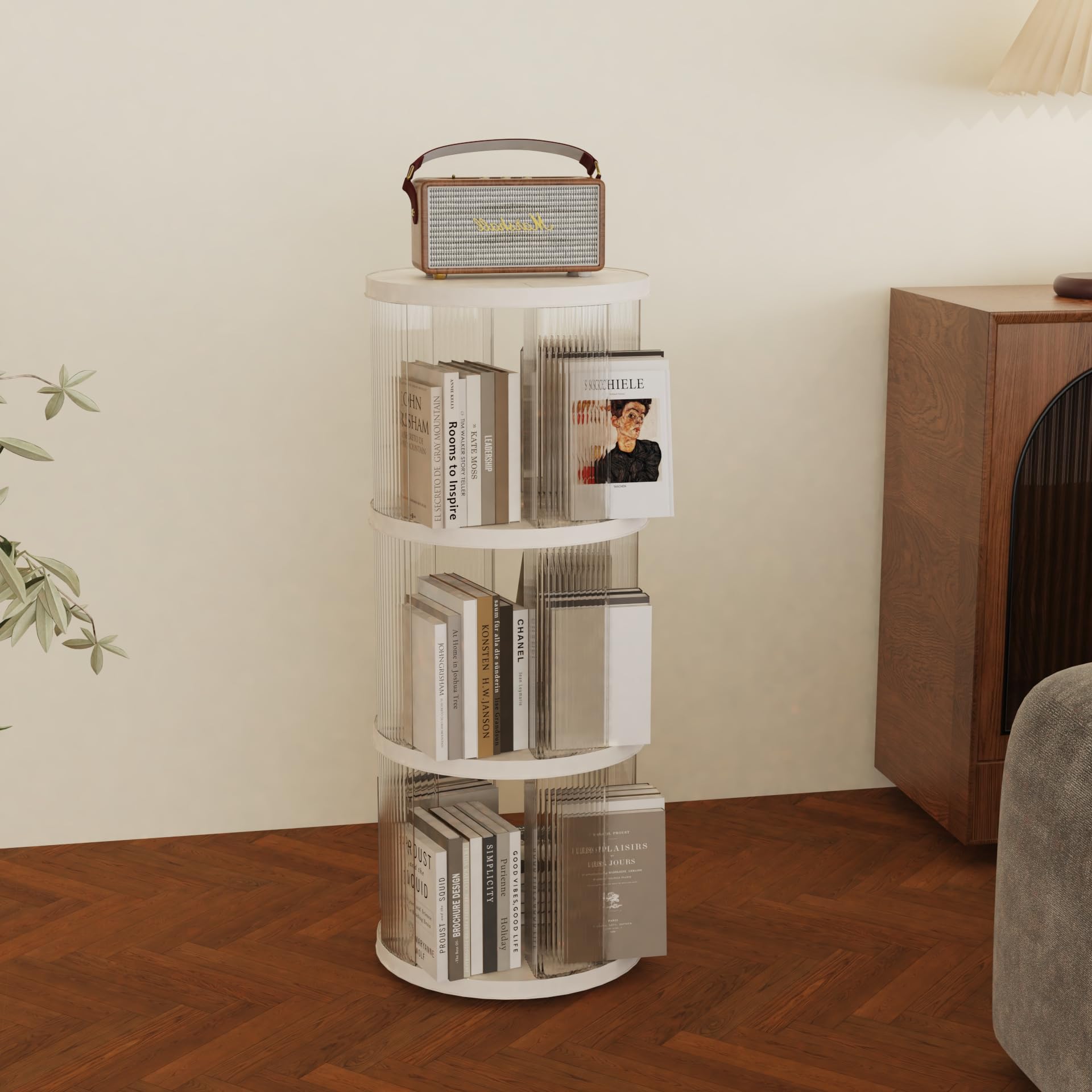 Amazon.com: Zream 3 Tier Rotating Bookshelf, 360 Display Spinning ...