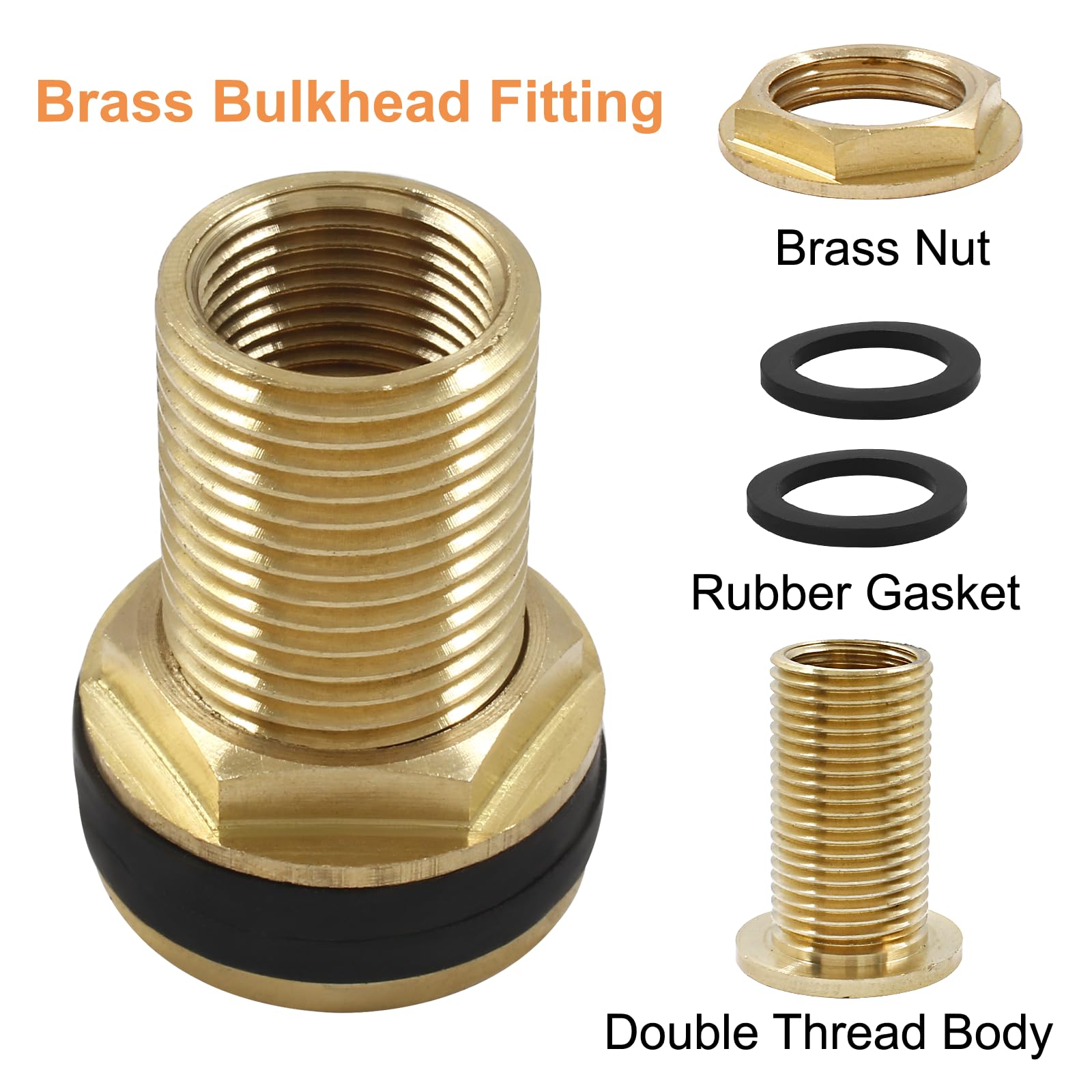 Snapklik.com : LifCratms 2Pcs Brass Bulkhead Fitting, 3/8" Female 1/2 ...