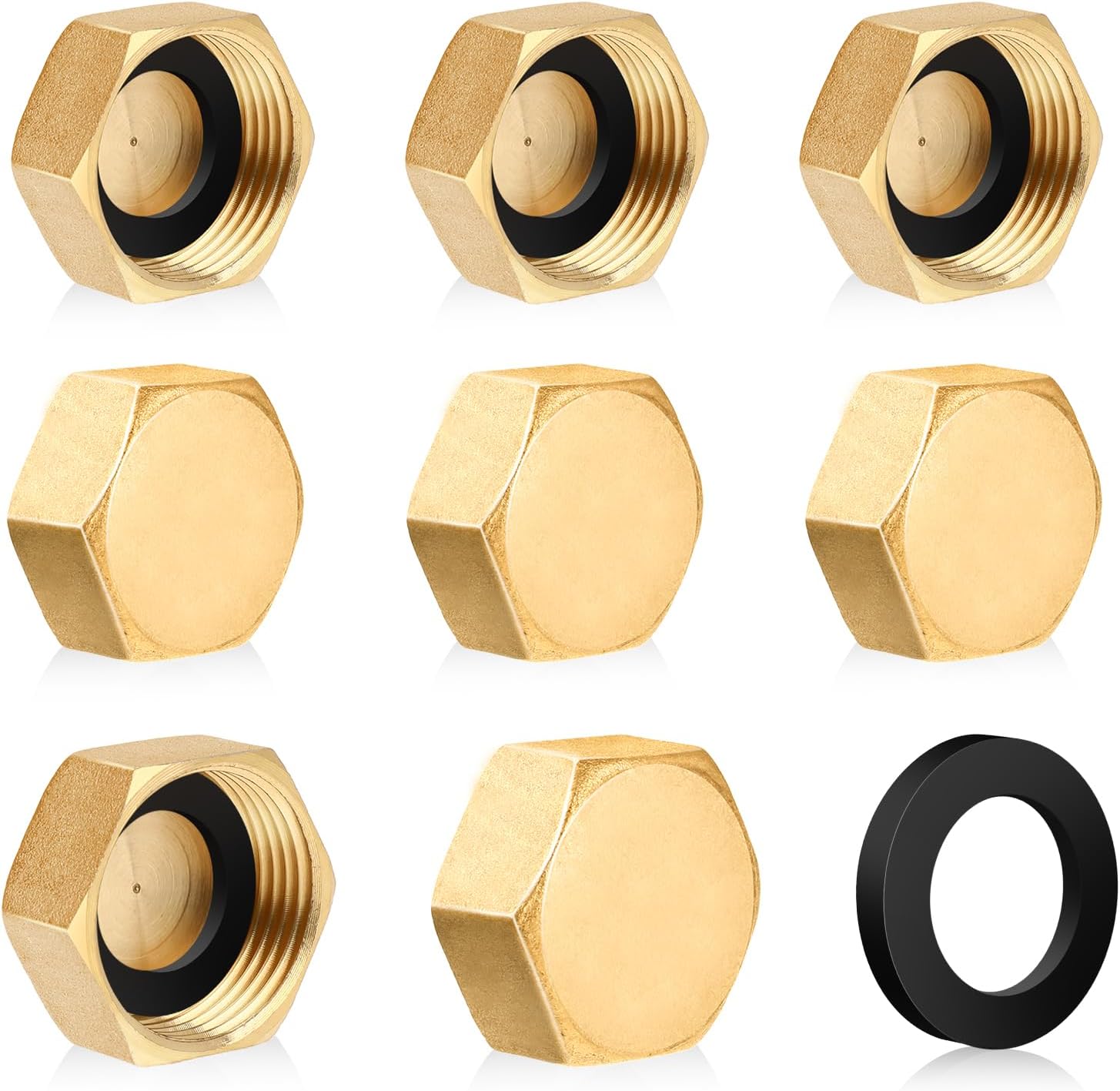 Jeffdad 6 Pcs Brass Blanking Nut Cap, 1/2" Female Blanking Stop Cap ...