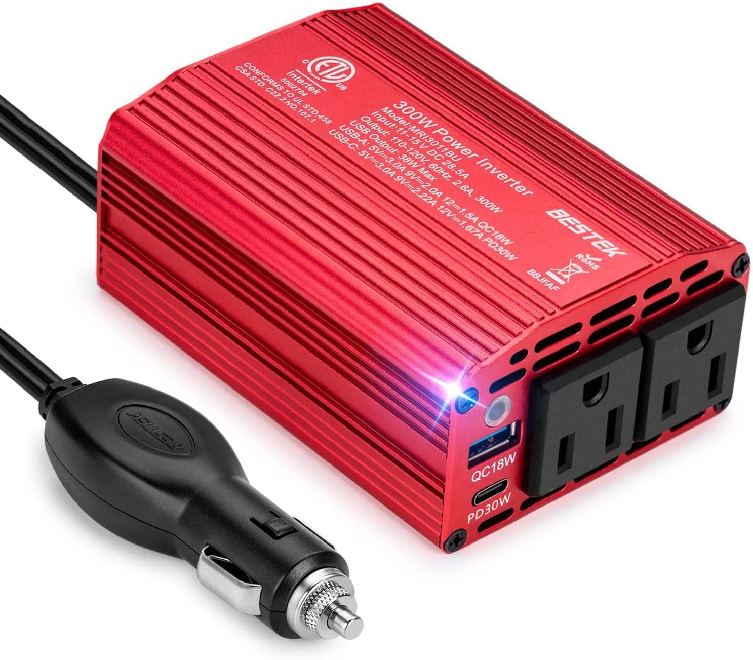 Amazon.com: 300W Car Power Inverter 12v to 110v, Car Plug in Adapter ...