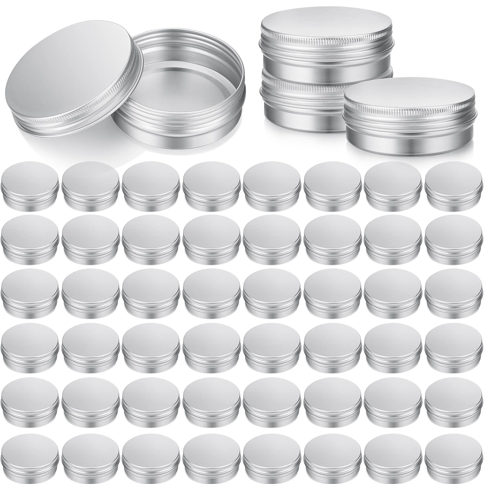 64 Pieces Screw Top Round Tin Cans Aluminum Tin Jar with Screw Lid, Lip ...