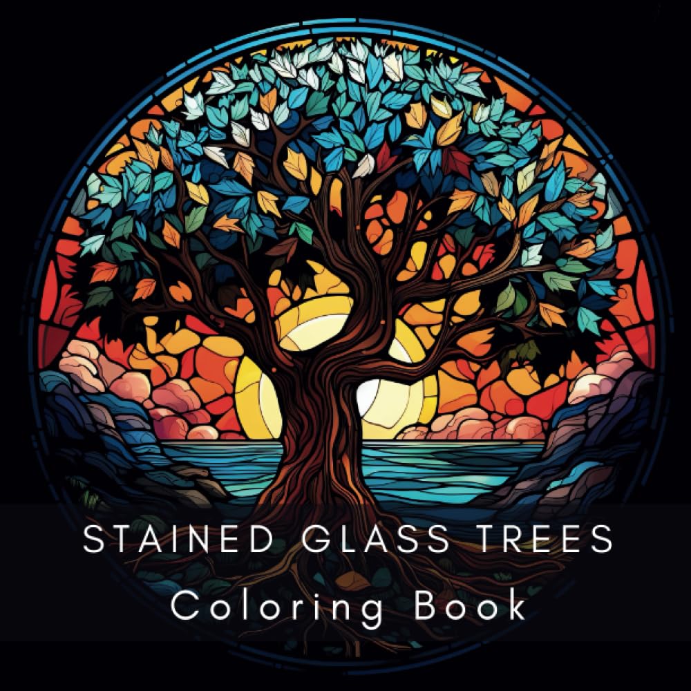 Amazon.com: Stained Glass Trees - Coloring Book for Adults (Stained ...