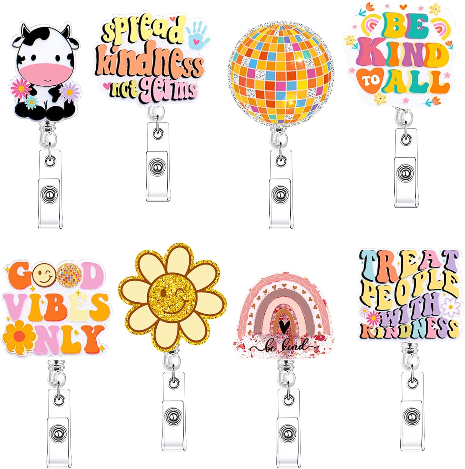 Amazon.com : Remuuly 8 Pcs Cute Nurse Badge Reel Retractable Glitter ...