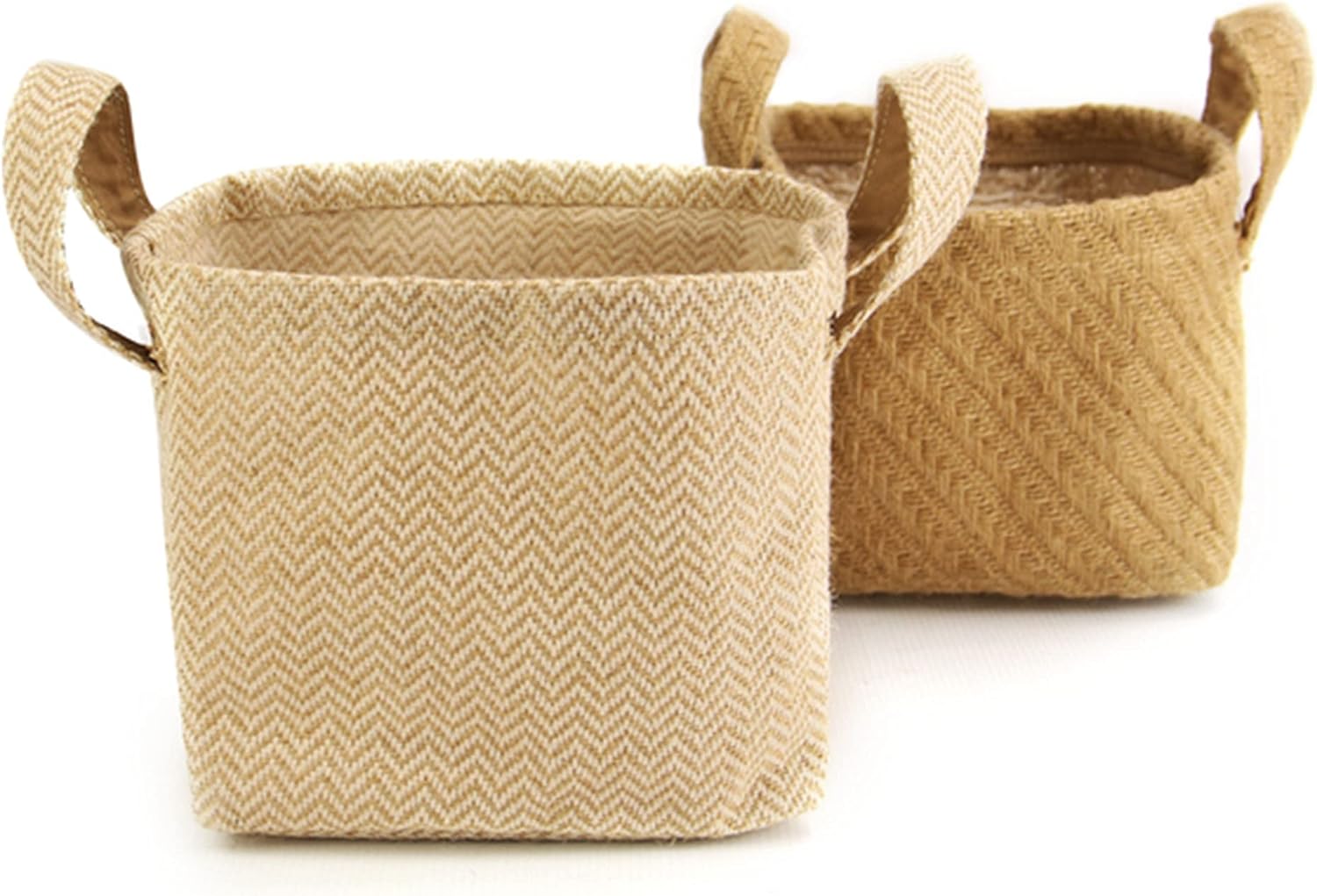 Cotton Jute Storage Baskets - Pack of 2 | Cotton & Jute Organisers with ...