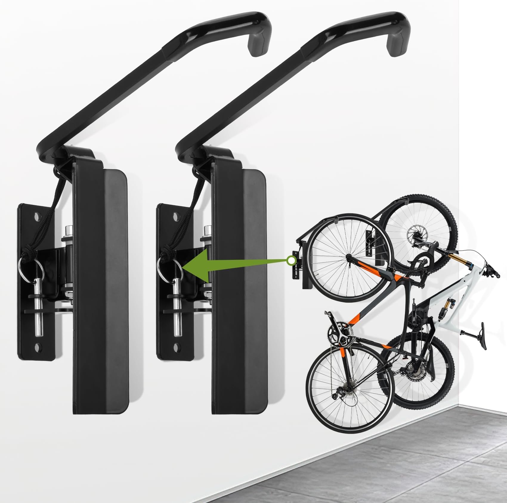 Amazon.com: Wall Mounted Swivel Bike Rack, Garage Bike Hanger, Bike ...