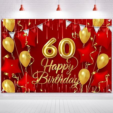 Amazon.com: Red Black Gold 60th Birthday Banner Decorations for Men ...