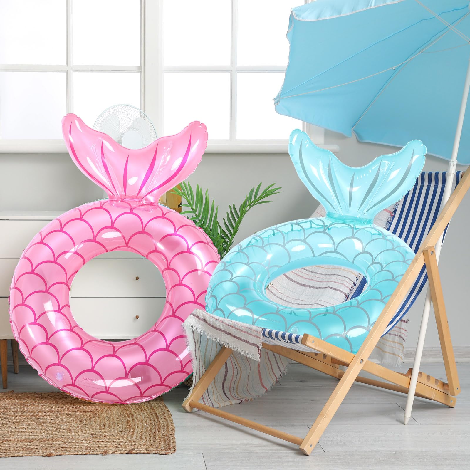 Snapklik.com : 4 Pcs Mermaid Swimming Ring Tail Pool Floats Mermaid ...