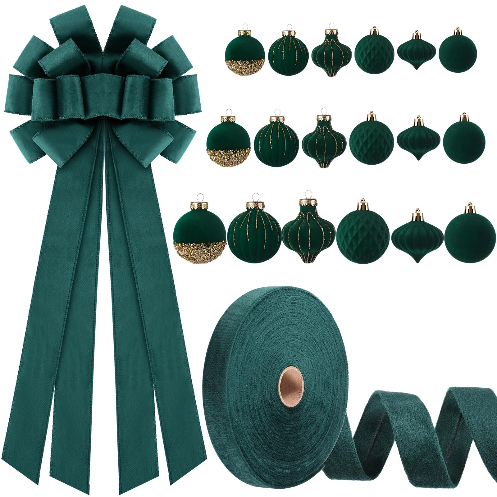 Amazon.com: Motionchic 20Pcs Christmas Velvet Ornaments Set Velvet ...
