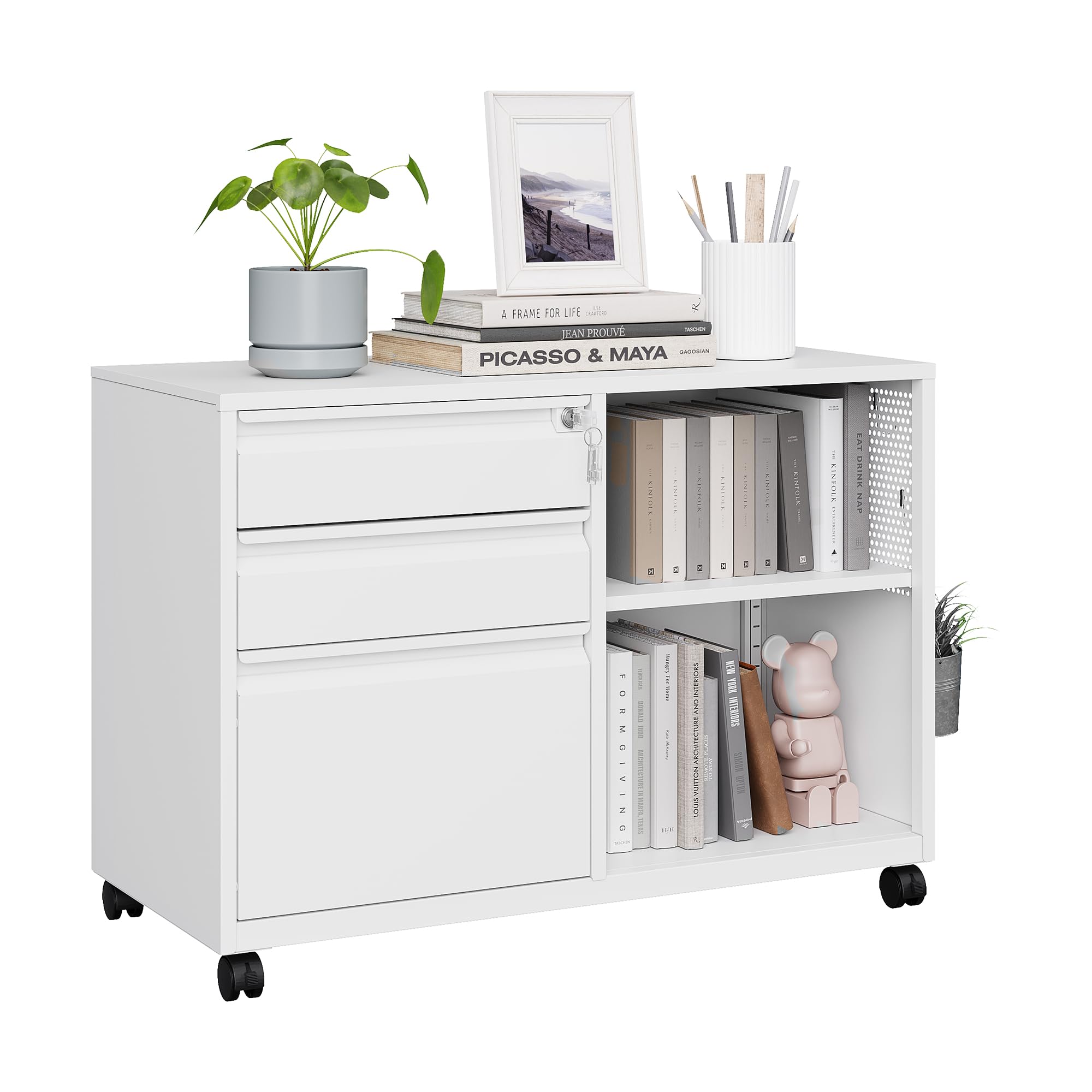 Amazon.com: MIIIKO File Cabinet 3 Drawer, White Filing Cabinets with ...