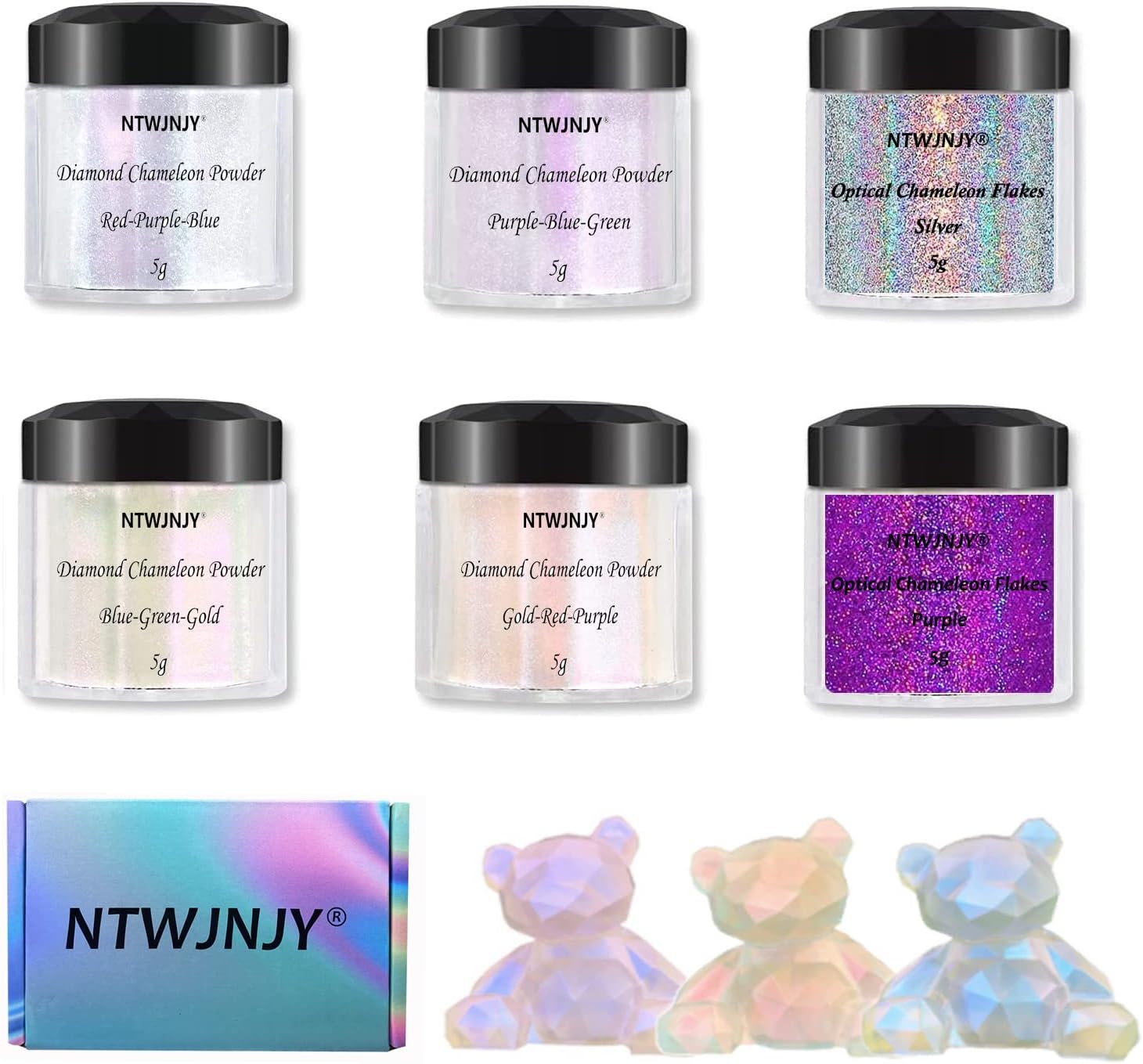 Amazon.com: NTWJNJY Diamond Chameleon Powder, Epoxy Resin Shimmer ...