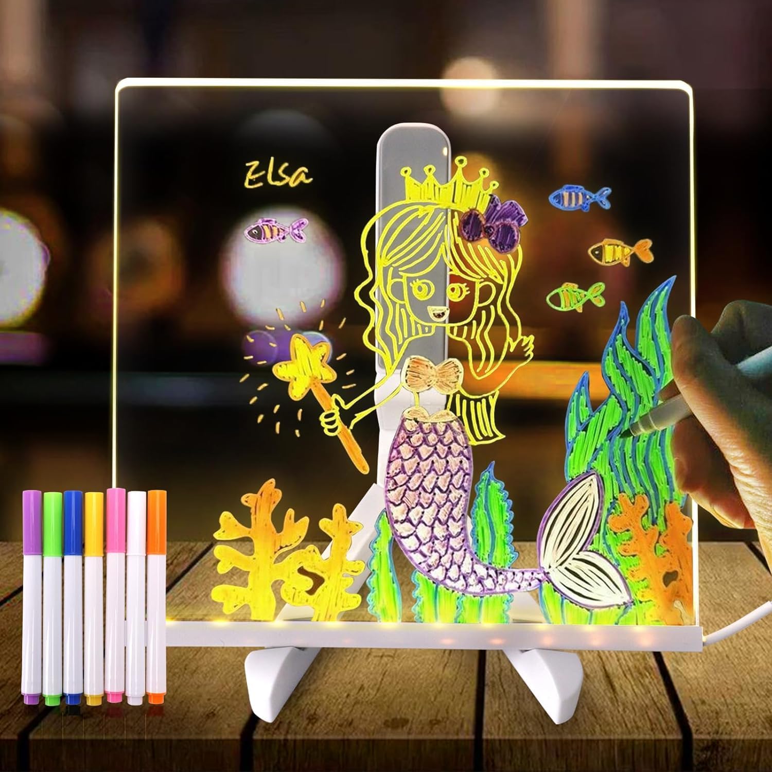 Acrylic Dry Erase Board with Light, Led Note Board with Colors, 7.8 * 7 ...