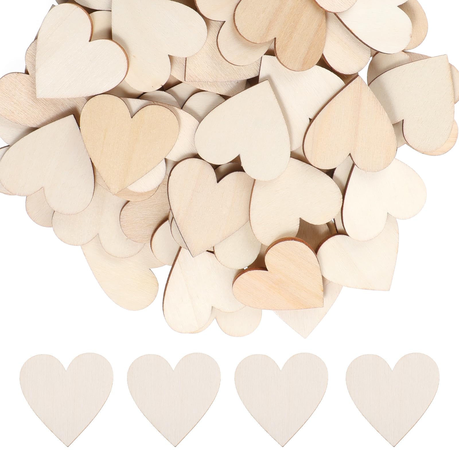 Amazon.com: 100 Pcs Wood Hearts Cutout Slices Wooden Hearts 1.5 inch ...