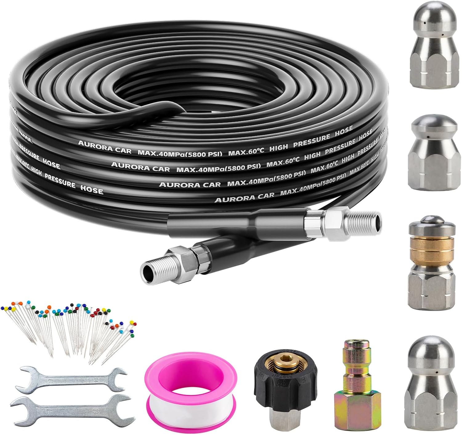 Amazon.com: Sewer Jetter Kit for Pressure Washer 30FT，Drain Cleaner ...