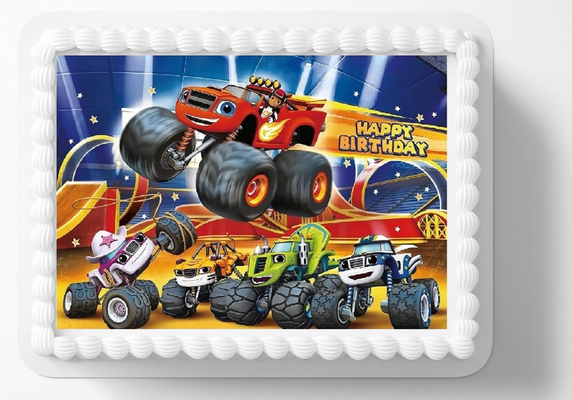 Buy Blaze Cars Edible Image Edible Cake Topper Frosting Sheet Icing ...