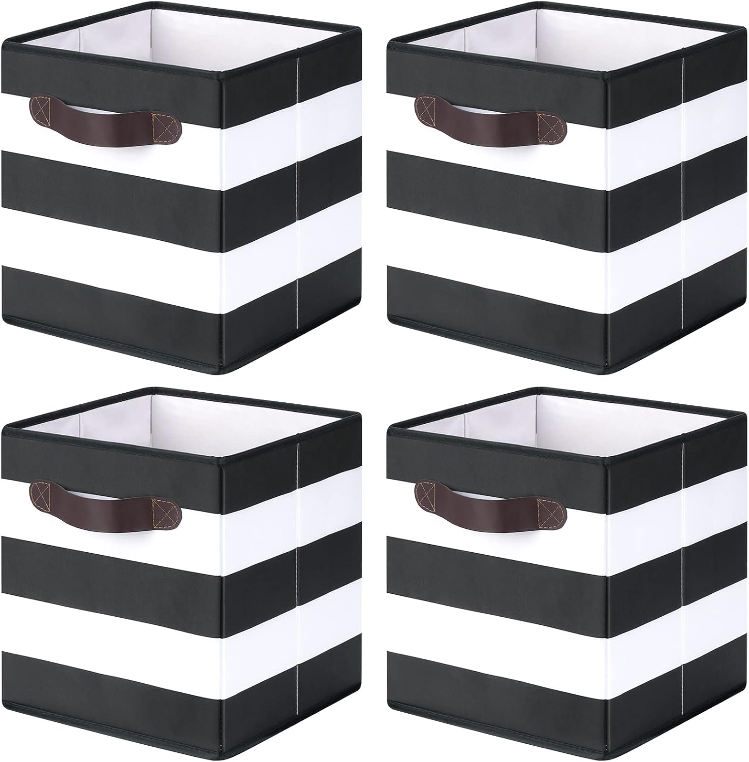 Amazon.com: Livememory Decorative Cube Storage Bins - Fabric Striped ...