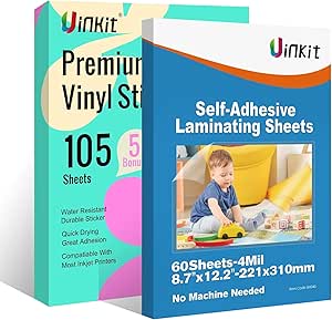 Amazon.com: Uinkit 60 Sheets 4Mil Self-Adhesive Laminating Sheets, 8.7 x 12.2 Inches and Uinkit ...