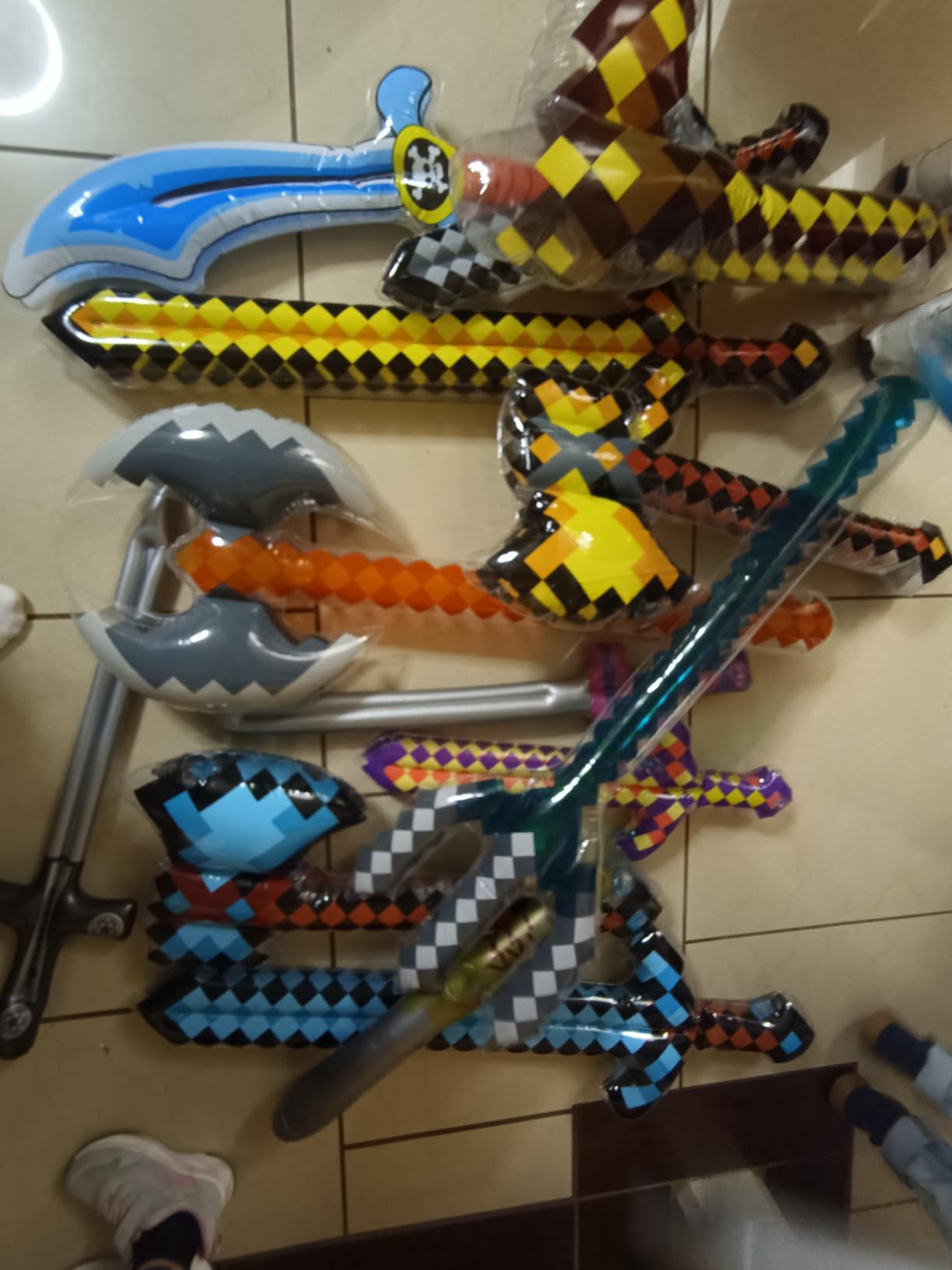 Amazon.com: Cagemoga 24 Pieces Inflatable Weapon Toys Blow Up Pixel ...