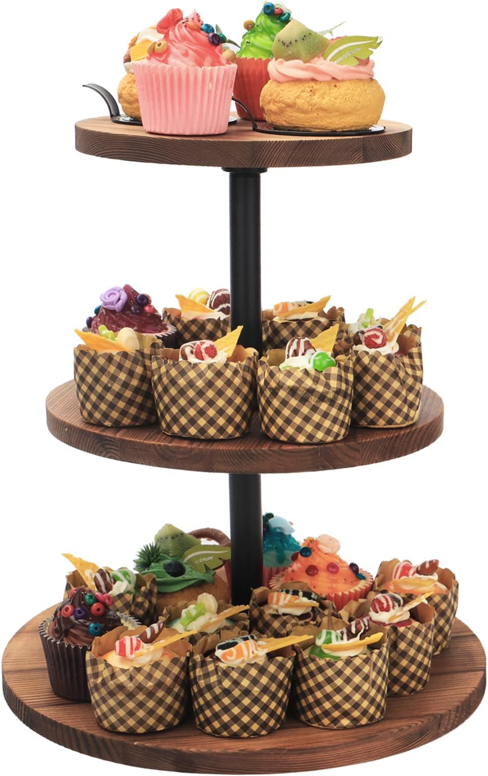 Amazon.com: Wooden 4 Tier Rustic Cupcake Stand, Great for Wedding Cake ...