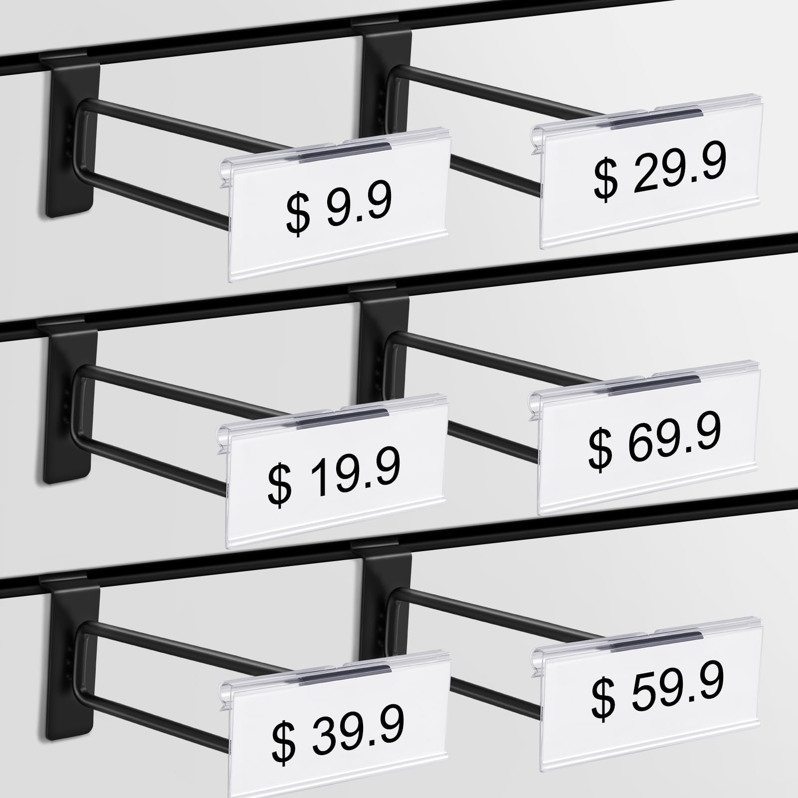 Snapklik.com : Polmart Heavy Duty Black Slatwall Panel Double-Bar Hooks ...