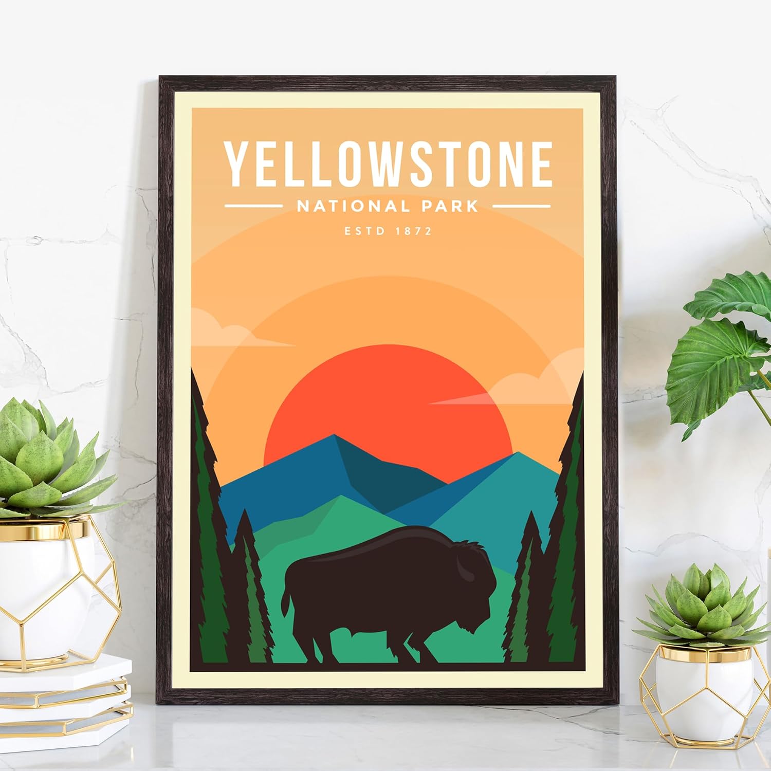 Amazon.com: Yellowstone National Park Poster- Yellowstone National ...