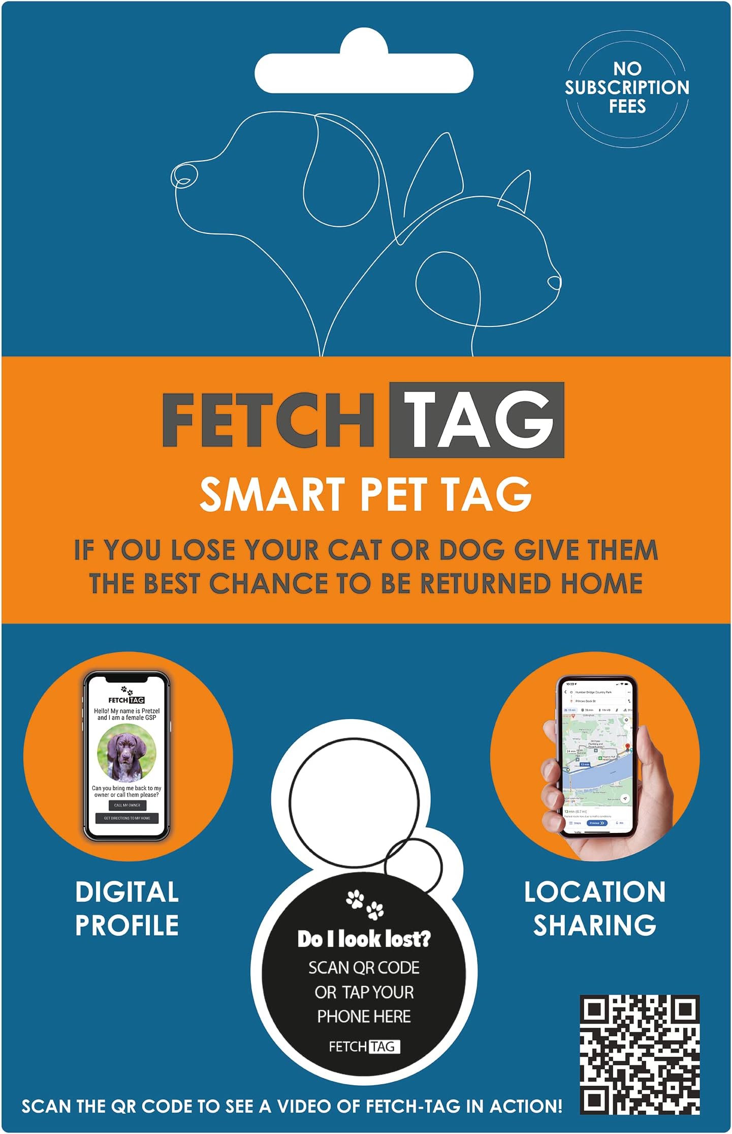PawTag Smart QR Pet Tag, Keychain with QR Code and Pet Information ...