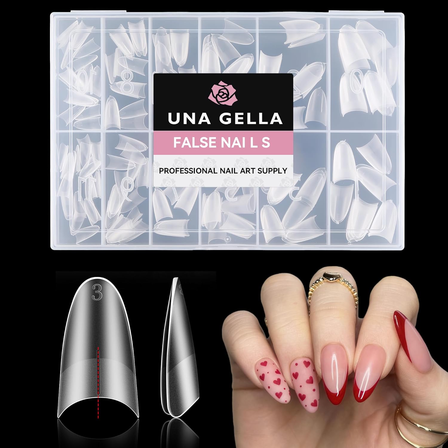 Amazon.com: UNA GELLA Almond Gel Nail Tips Full Matte Medium Almond Gel ...