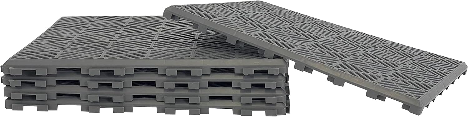 AQS INTERNATIONAL Plastic Garden Path Tiles - Interlocking Decking Tile Anti Slip - Walkaway ...